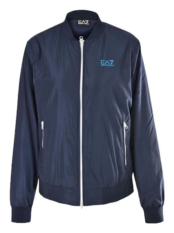 EA7 Bomber Jacket With Logo Detail - Blue