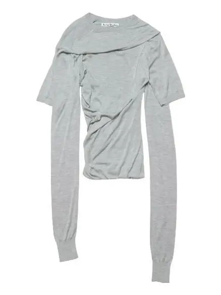 Acne Studios Asymmetrical T-shirt With Layered Design - Gray