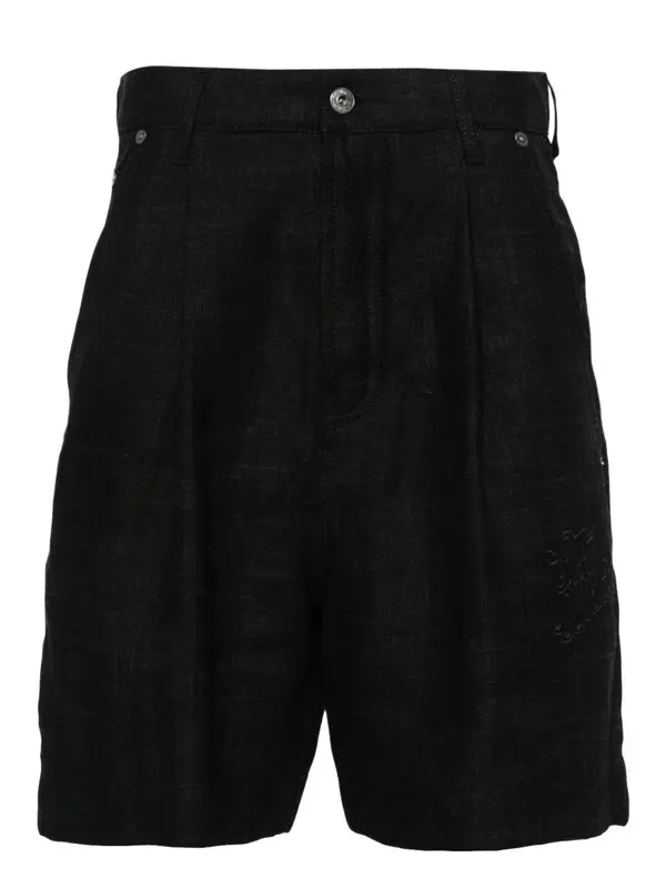 Off-White High-rise Wide-leg Shorts With Embroidered Logo - Black