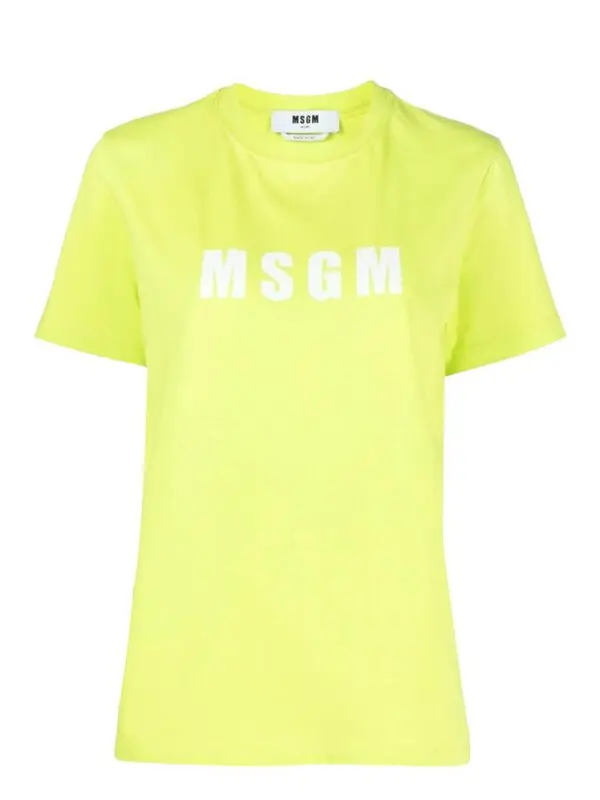 MSGM Logo Print Pattern Short-sleeved T-shirt - Yellow