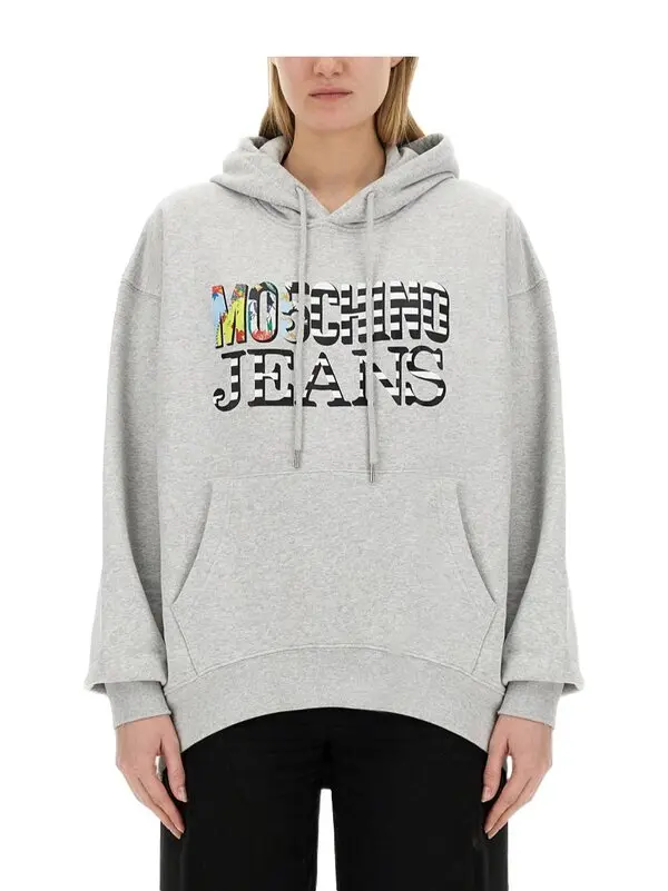 Moschino Graphic Hooded Sweatshirt - Gray