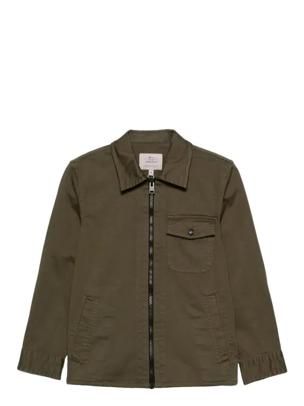 Woolrich Tonal Stitching Cotton Blend Jacket - Olive Green