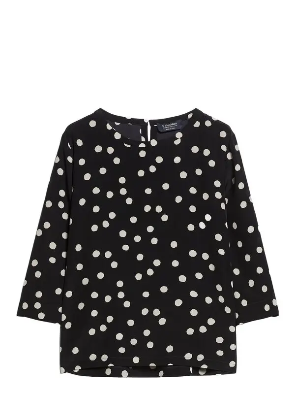 Max Mara Polka Dot Crewneck Top - Black