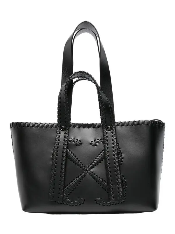 Off-White Arrows-stitch Leather Tote Bag - Black