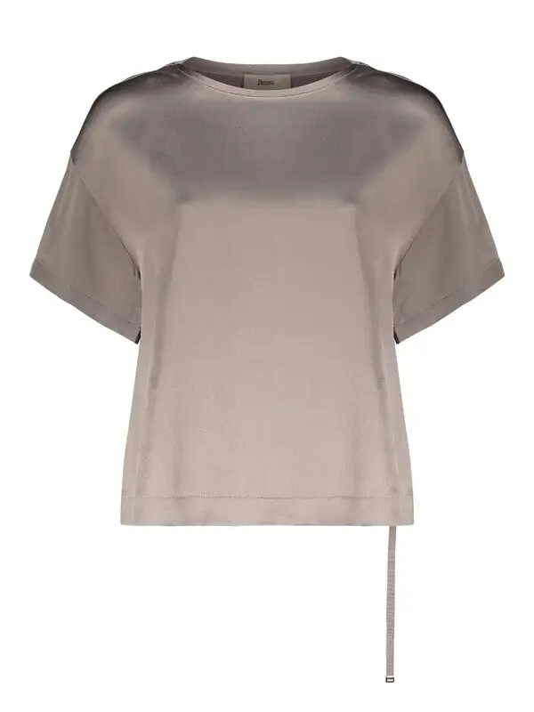 Herno Short Sleeve Asymmetric Hem Top - Nude