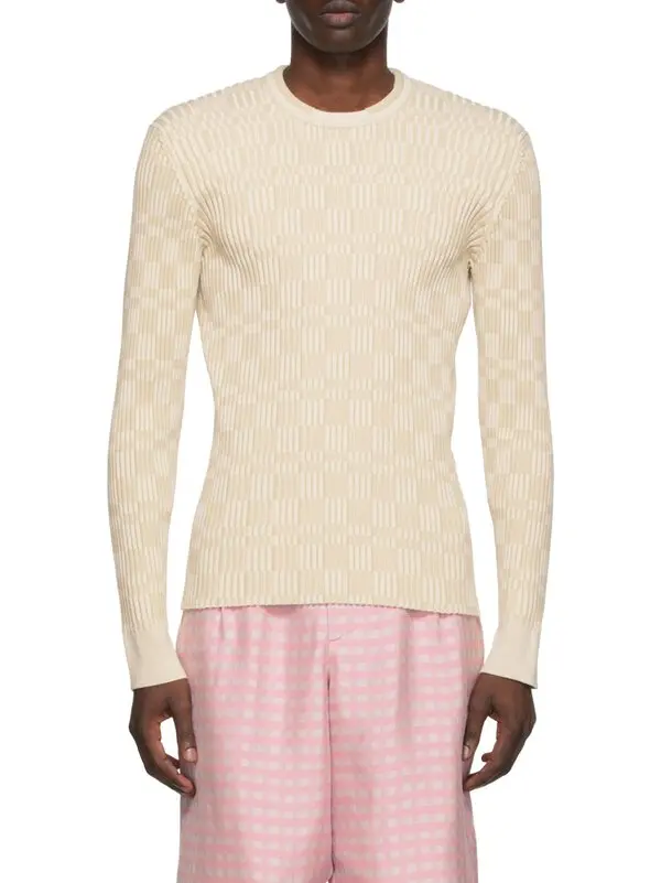 Jacquemus Long Sleeve Ribbed Pullover - Nude