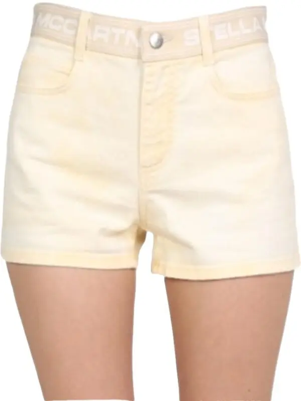 Stella McCartney Logo Waistband Denim Shorts - Nude