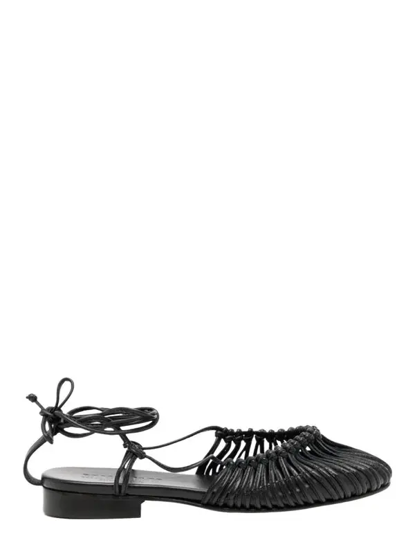 Hereu Braided Ankle Strap Sandals - Black