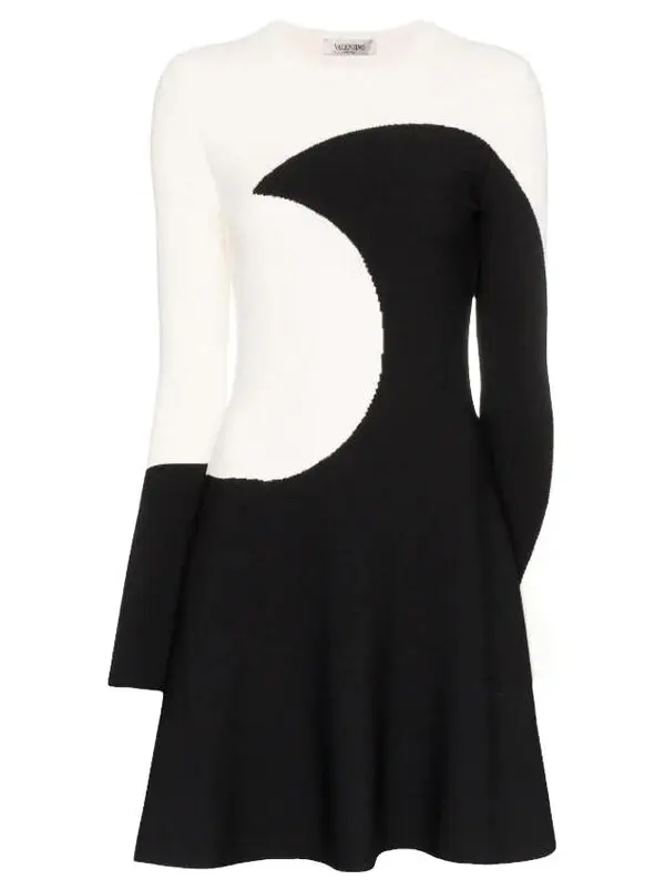 Valentino Garavani Trumpet-shaped Dress With Geometric Print - Black