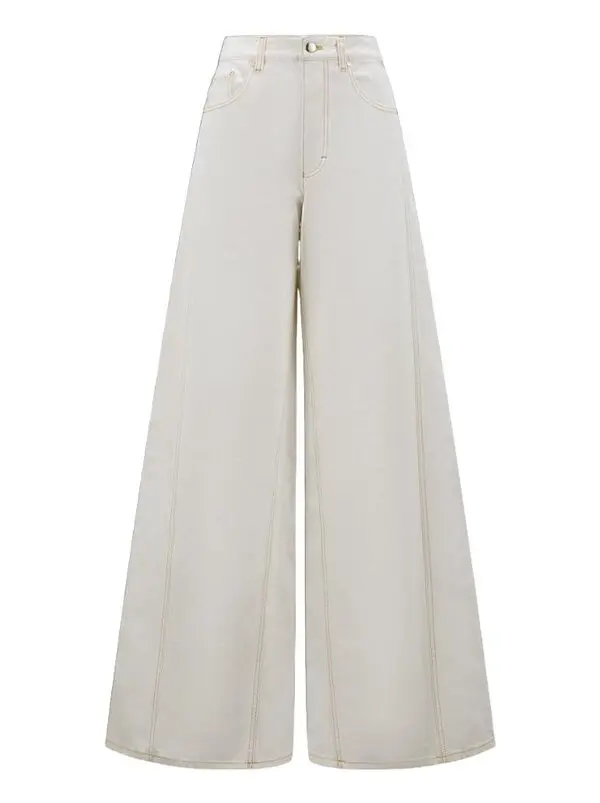 Moncler Bleached Denim Wide-leg Jeans - White