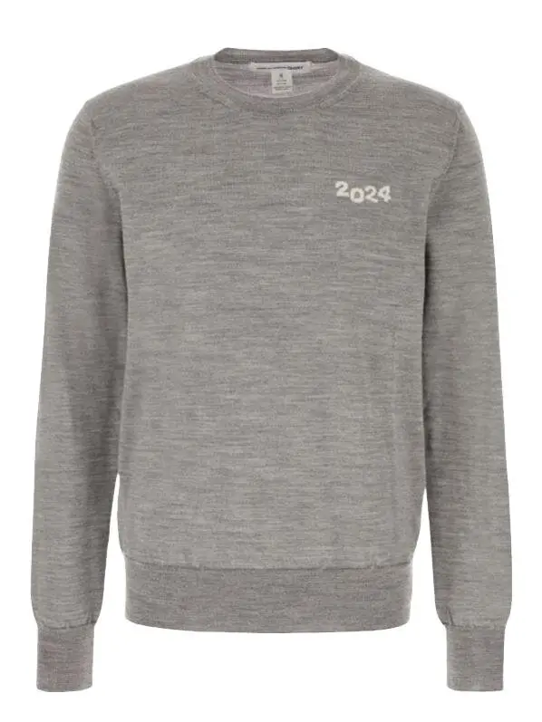 Comme Des Garçons Round Neck Sweater With Embroidery - Gray