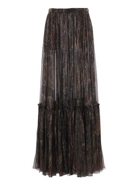 Saint Laurent Low-rise Ruffled Printed Maxi Skirt - Black