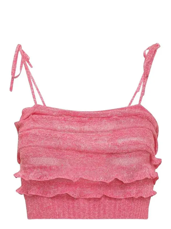 MSGM Sleeveless Knitted Top With Ruffle Details - Pink