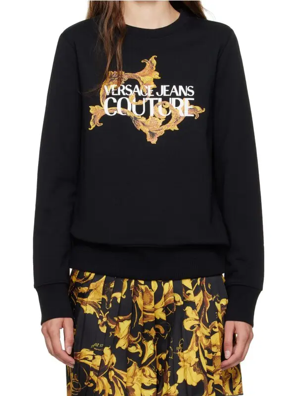 Versace Long Sleeve Sweatshirt With Graphic Pattern - Black
