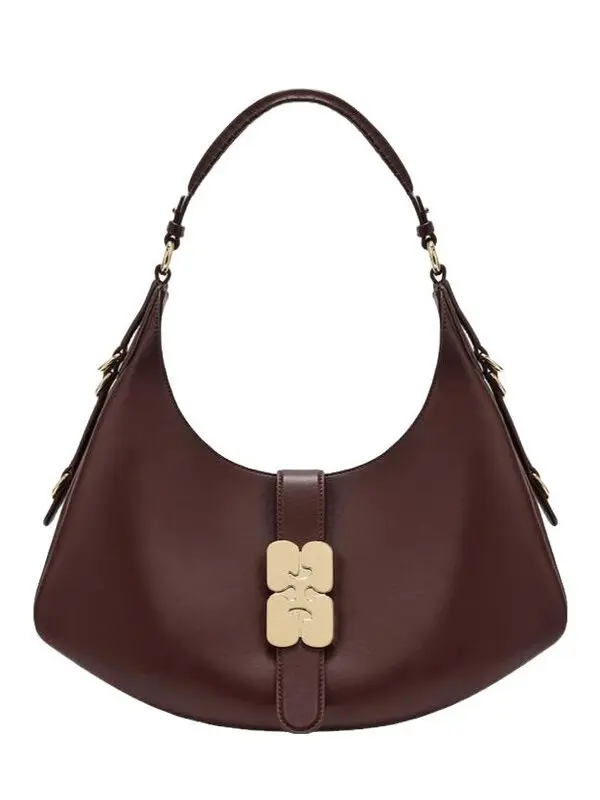 GANNI Small Kat Bag With Gold Butterfly Clasp - Brown