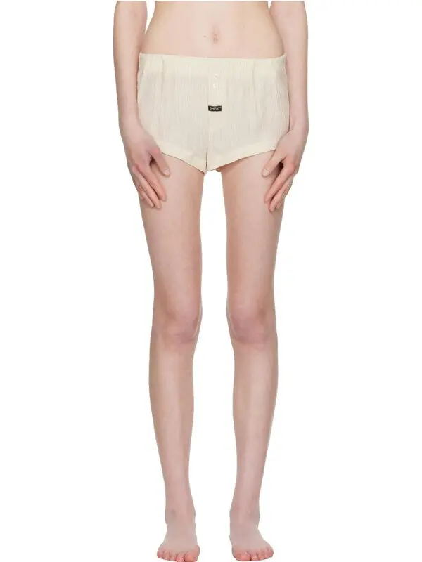 OPEN YY Tab Logo-patch Mini Shorts - Beige