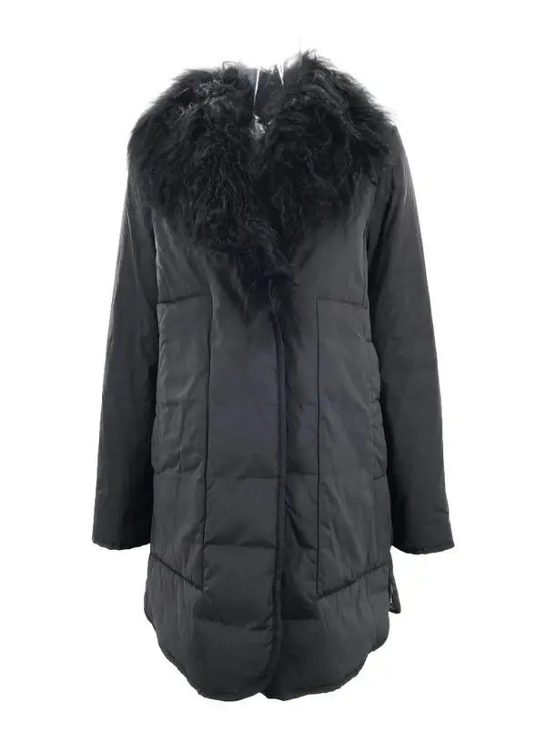 Sportmax Fur Collar Quilted Coat - Black