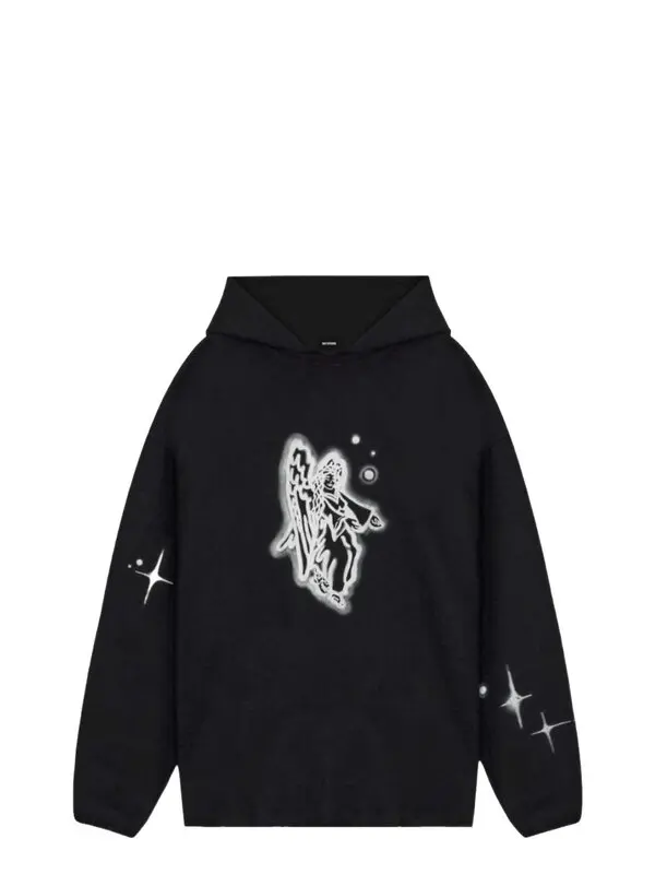 We11Done Graphic Print Hooded Sweater - Black