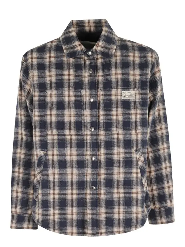 DUNST Quilted Check Flannel Shirt - Black