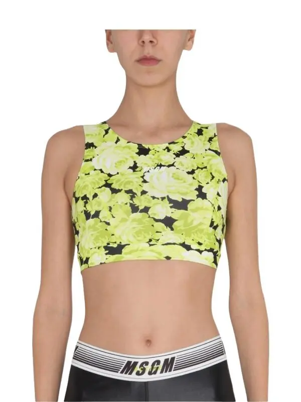 MSGM Floral Print Cropped Tank Top - Multicolor