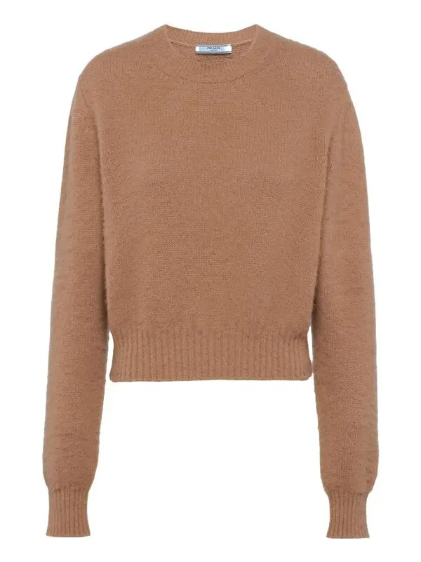 Prada Long Sleeve Crewneck Jumper - Camel Brown