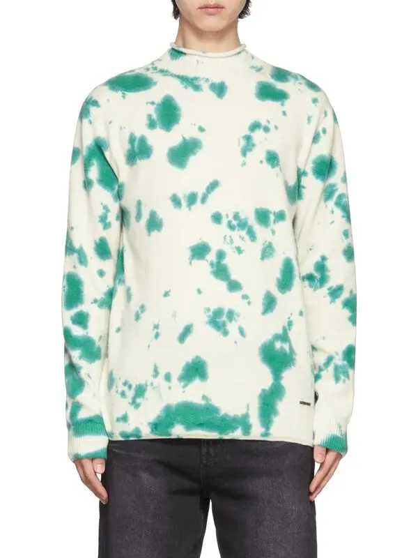We11Done Tie & Dye High Neck Sweater - White
