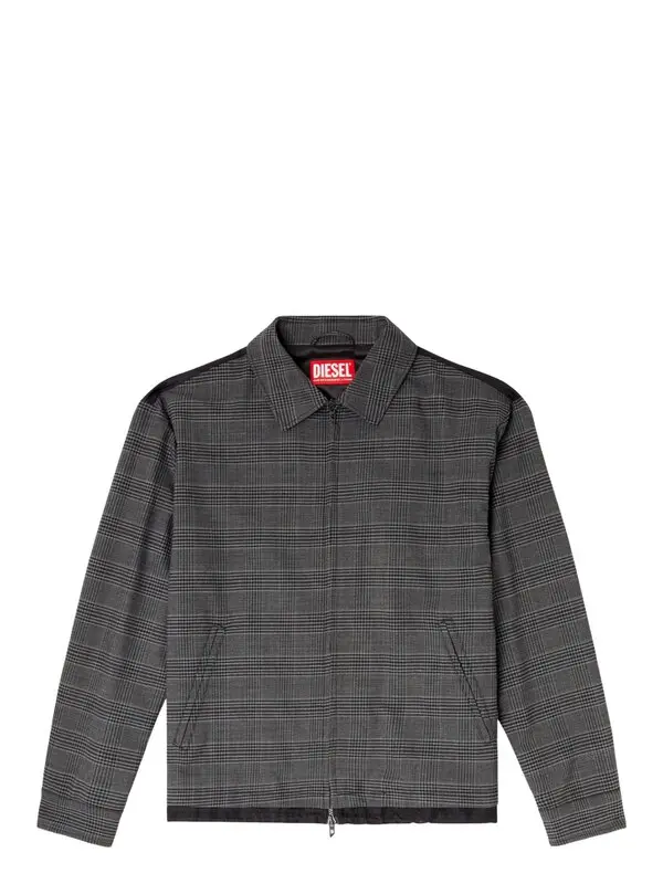 DIESEL® J-ting Checked Zip-up Shirt Jacket - Black/gray