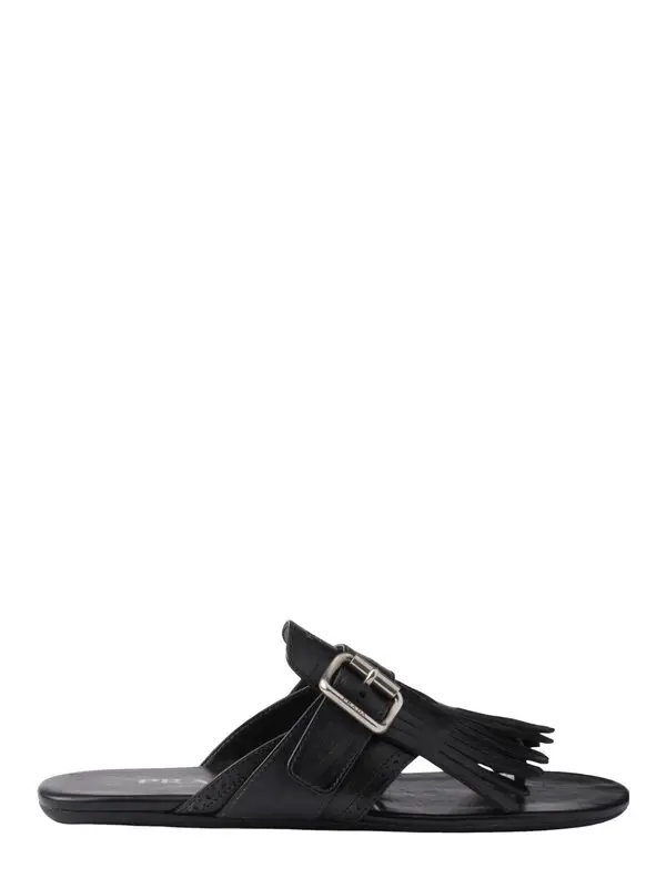 Prada Thong Slippers With Buckle Detailing - Black