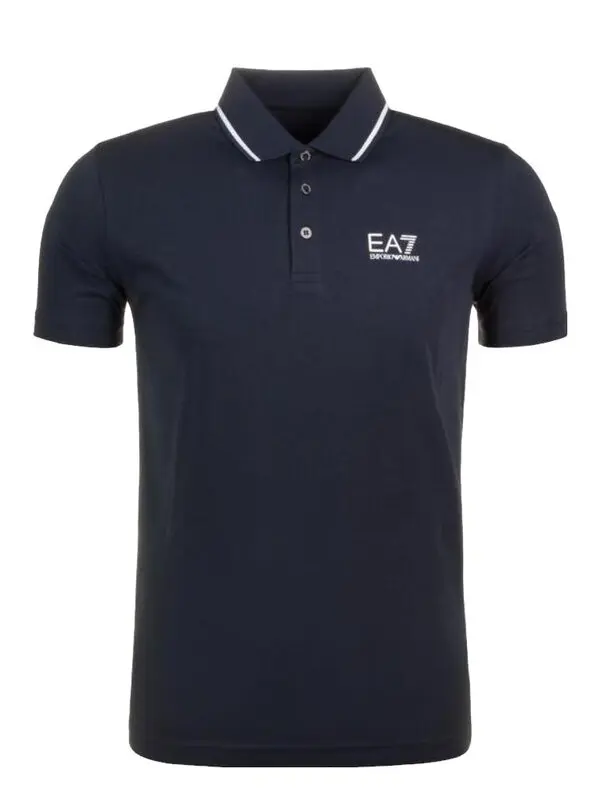 EA7 Logo Lapel Polo Shirt - Black