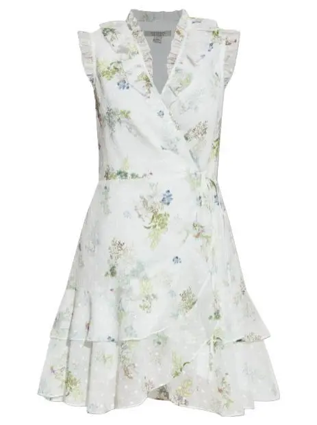 ALLSAINTS V-neck Sleeveless Graphic Pattern Mini Dress - White