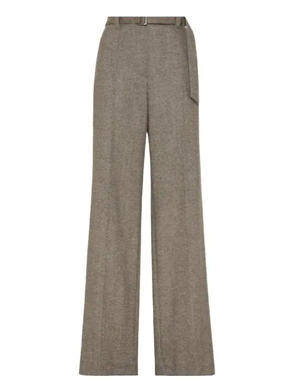Brunello Cucinelli Chevron Loose Fit Belted Trousers - Brown