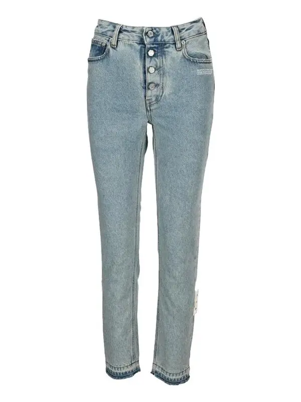 Off-White High-rise Straight-leg Jeans - Gray