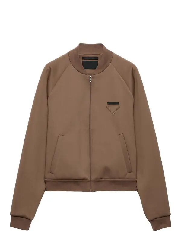 Prada Technical Fleece Blouson Jacket - Bark Brown