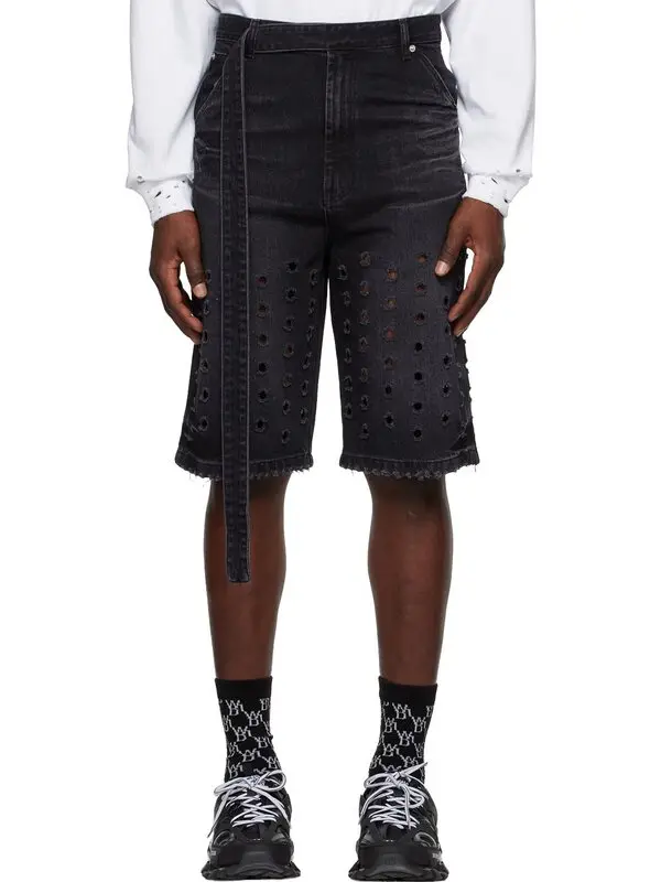 We11Done Non-stretch Denim Shorts - Black