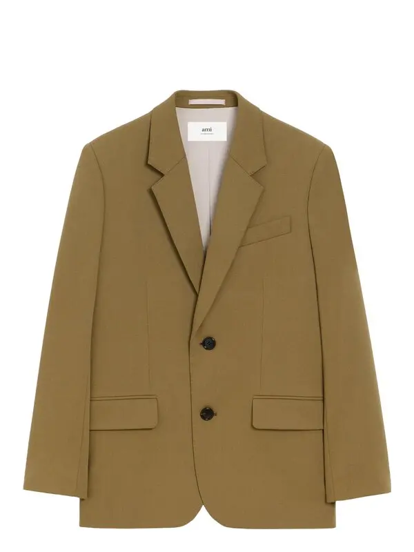 AMI Paris Single-breasted Blazer With Notched Lapels - Bronze