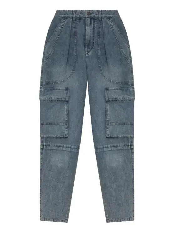 Isabel Marant Étoile Logo-patch Denim Cargo Jeans - Green