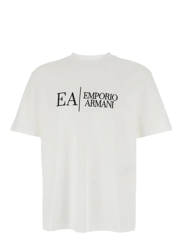Emporio Armani Logo Embroidered Crewneck T-shirt - White