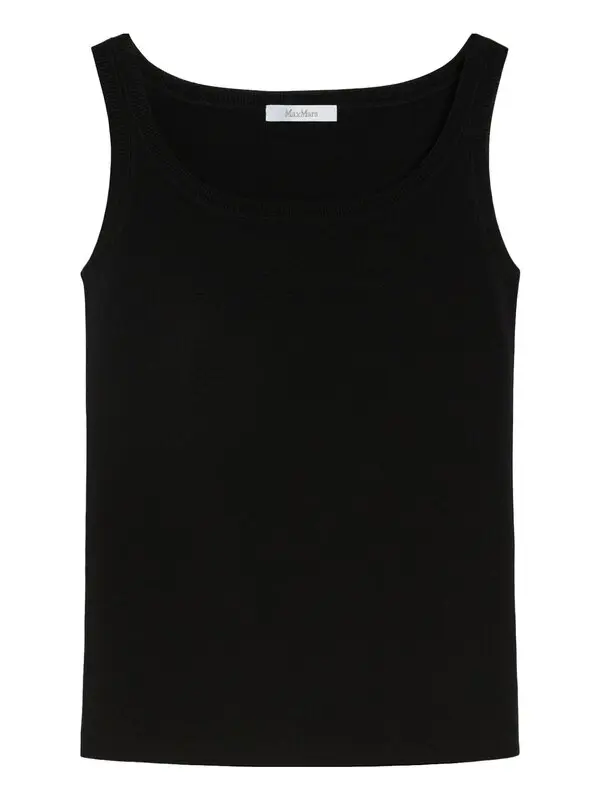 Max Mara Logo Detailed Ribbed Tank Top - Black
