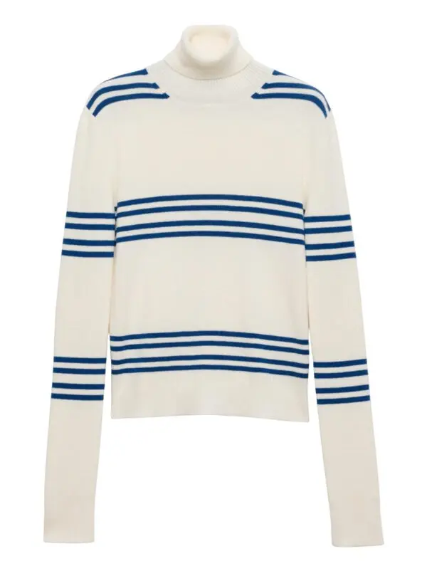 Prada Striped Turtleneck Jumper - Natural/cyan