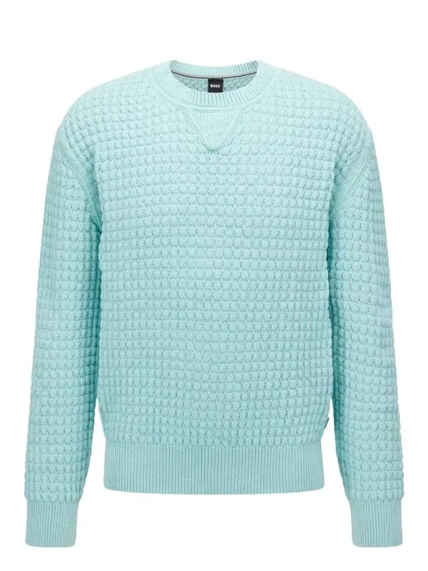 Hugo Boss Textured Round Neck Sweater - Blue