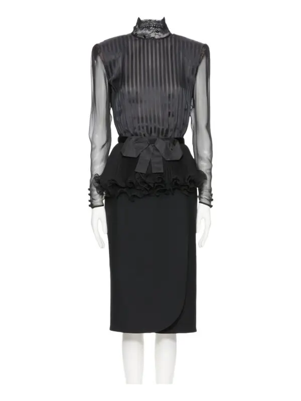 Valentino Garavani Long-sleeved High-collar Dress With Bow Detail - Black