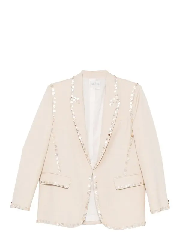 FORTE_FORTE Button Embellished Blazer - White