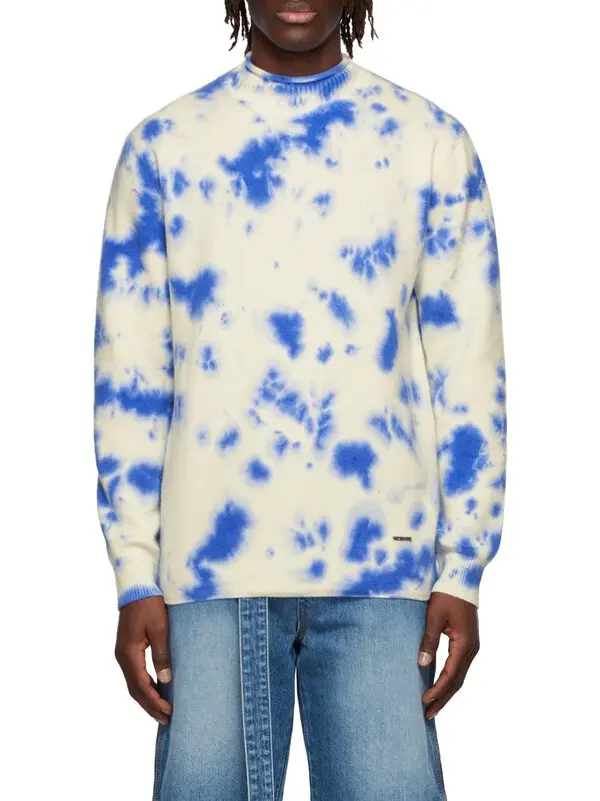 We11Done Tie-dye Logo Knit Sweater - White