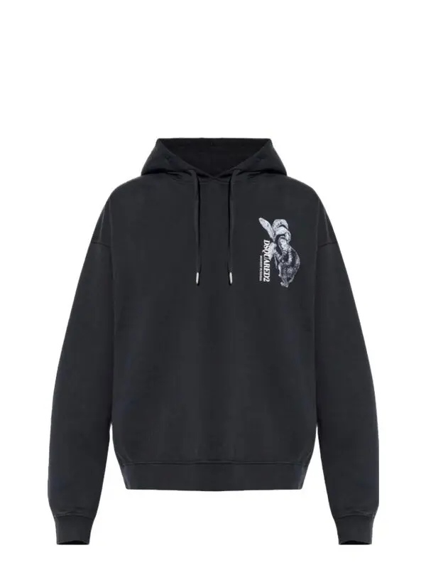 Dsquared2 Monkey Print Hoodie - Black