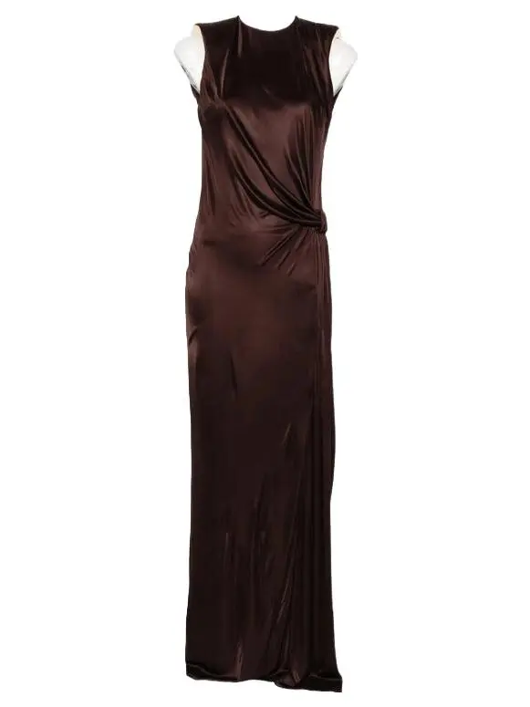 Elisabetta Franchi Open-back Maxi Dress With Golden Metal Accents - Black