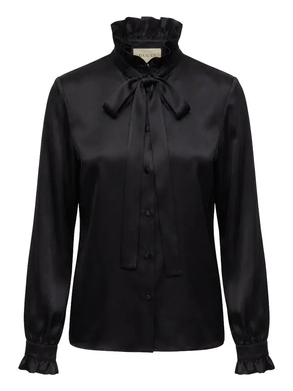 Gucci Long-sleeve Shirt With Bow Detail - Black