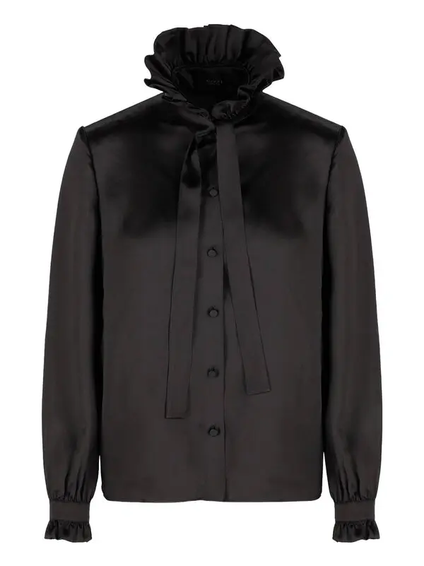 Gucci Long-sleeve Shirt With Bow Detail - Black