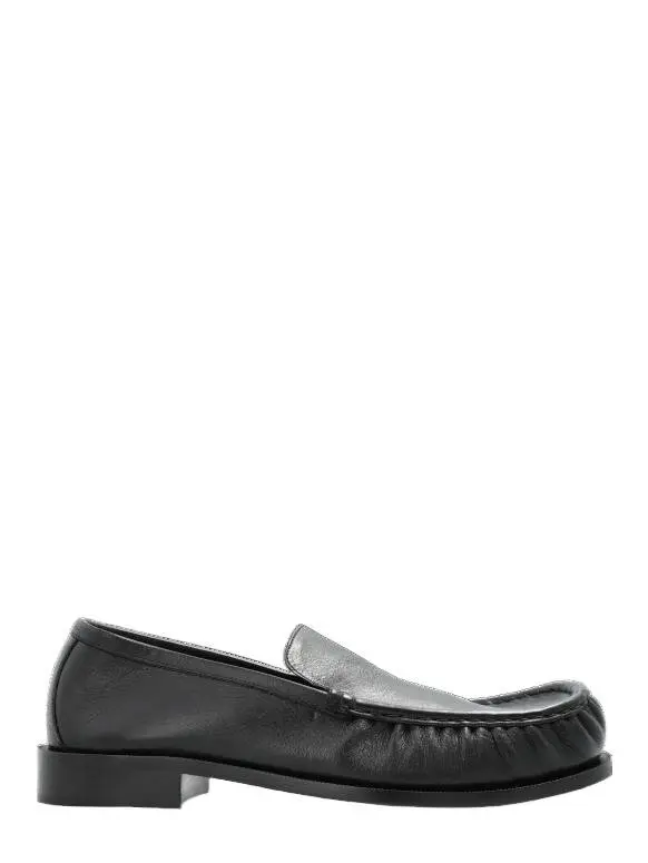Dries Van Noten Round Toe Loafers With Pleated Detailing - Black
