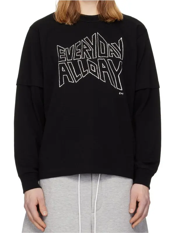 Sacai Printed Long-sleeved T-shirt - Black