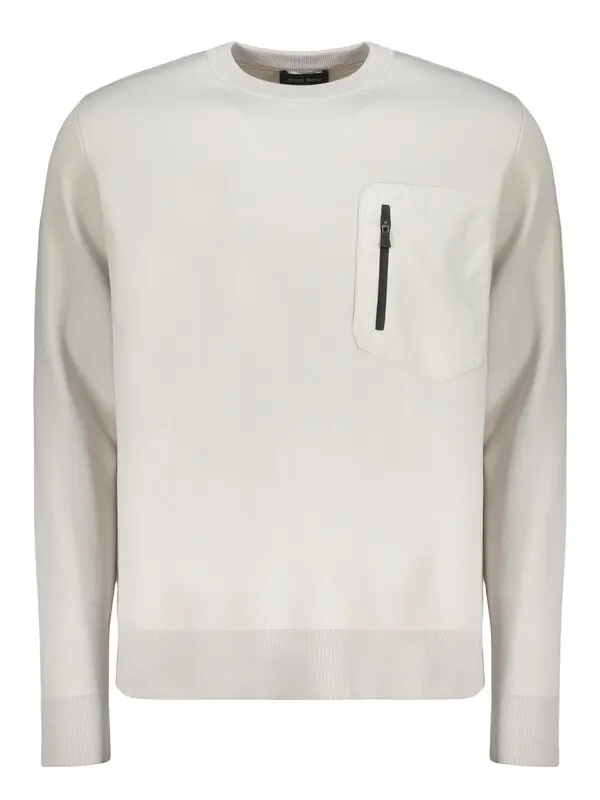Herno Zip-pocket Crew-neck Knitted Sweater - White